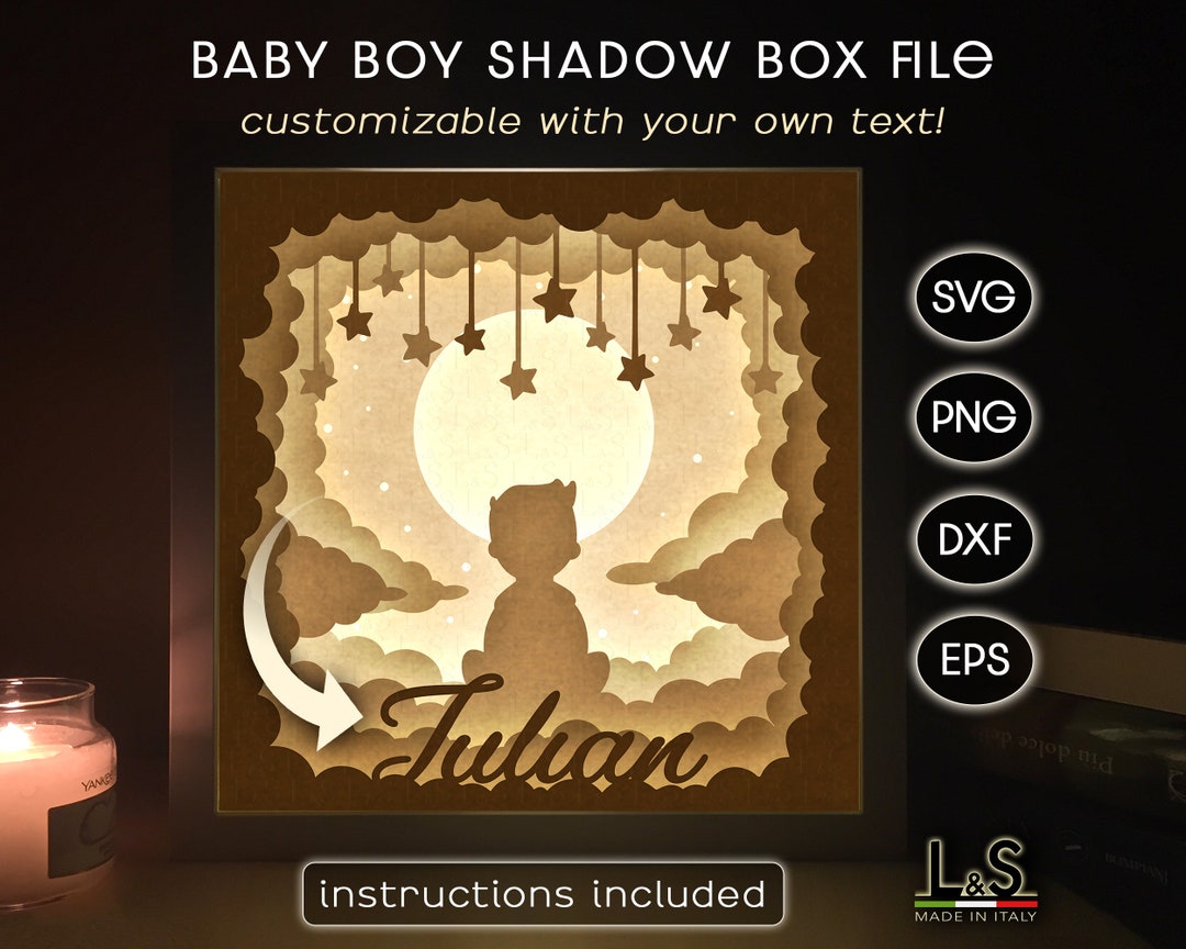 Customizable Baby Boy Shadow Box Svg Cricut, Nursery Shadowbox Svg File ...