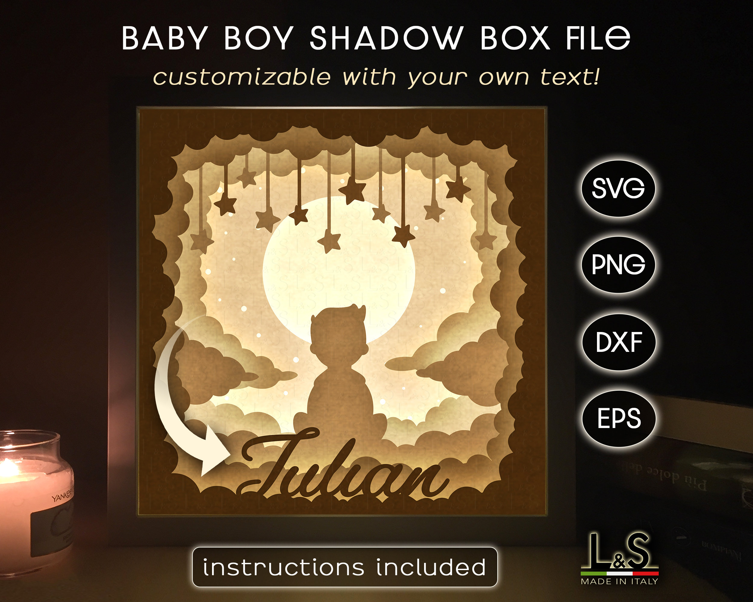 Customizable Baby Boy Shadow Box Svg Cricut, Nursery Shadowbox Svg File ...