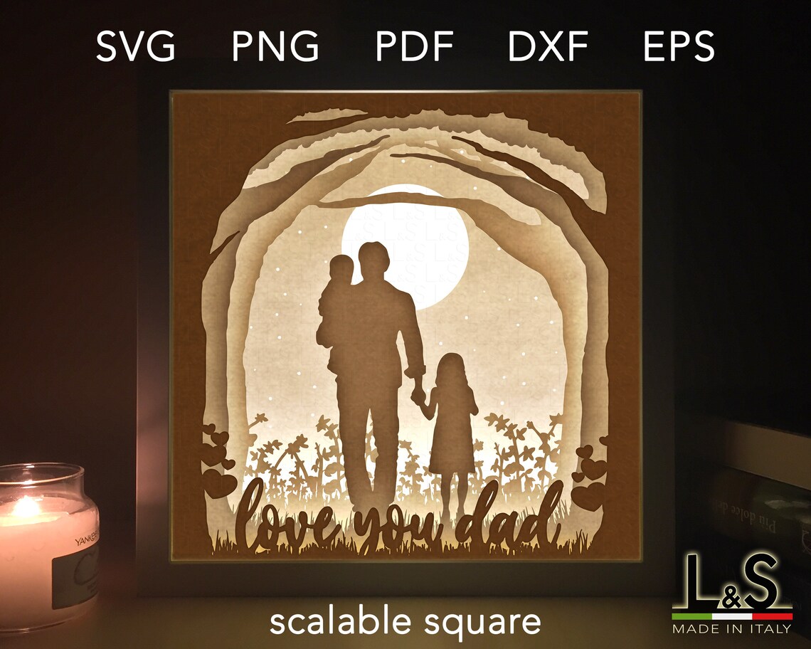 Dad and Kids Shadow Box Template 5 in 1 Light Box for | Etsy