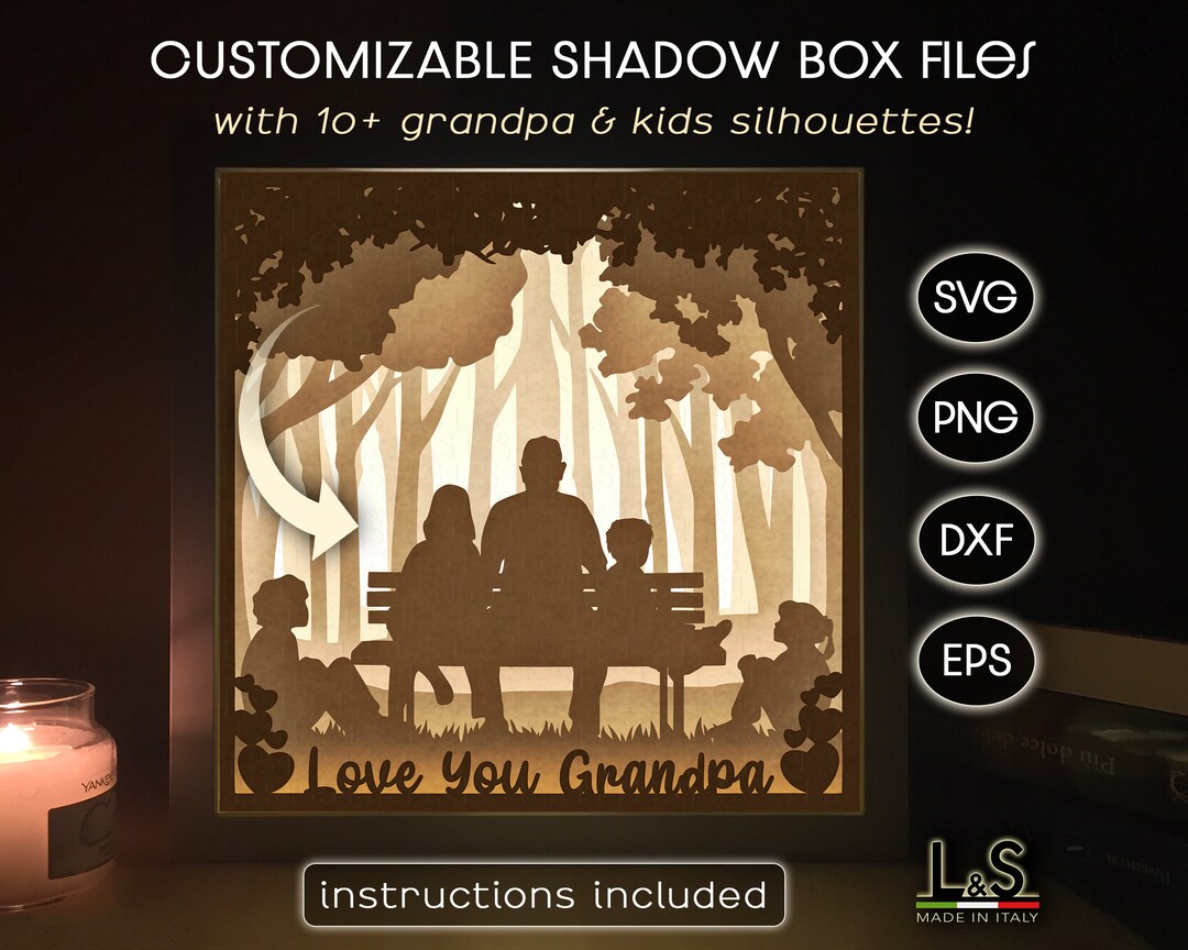 Customizable Grandpa Shadow Box Svg Cricut, Layered Father's Day ...