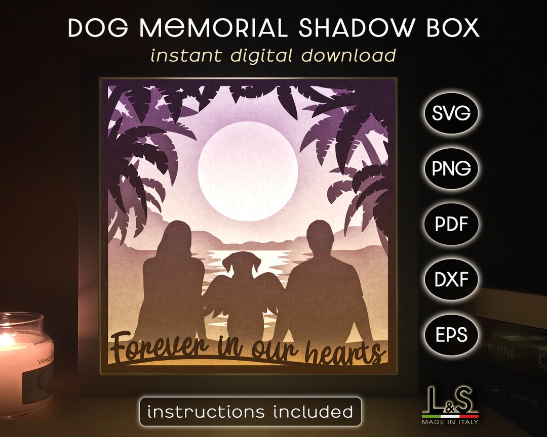Layered Dog Memorial Shadowbox Svg, 3D Lightbox Svg, Couple With Dog ...