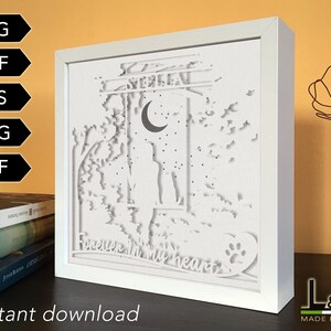Customizable Shadow Box for Cat Memorial, 3D Light Box Svg, Cat ...