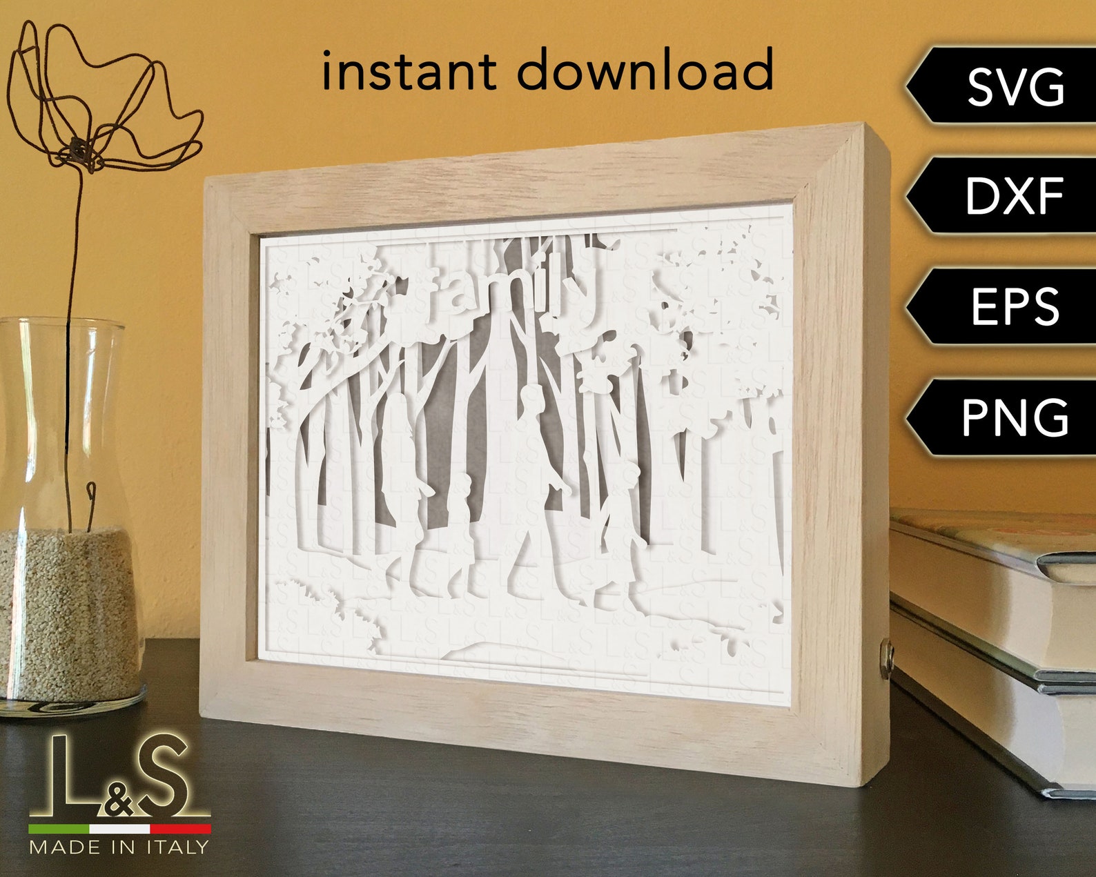 Customizable Family Shadow Box Svg With Pets Layered Dog - Etsy