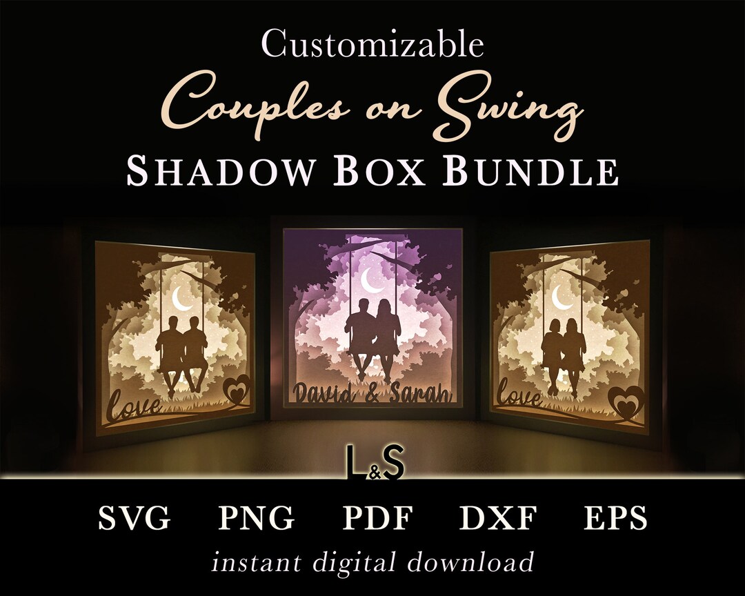 Customizable Couple Shadow Box Svg Bundle, Wedding Shadowbox Svg, Gay ...