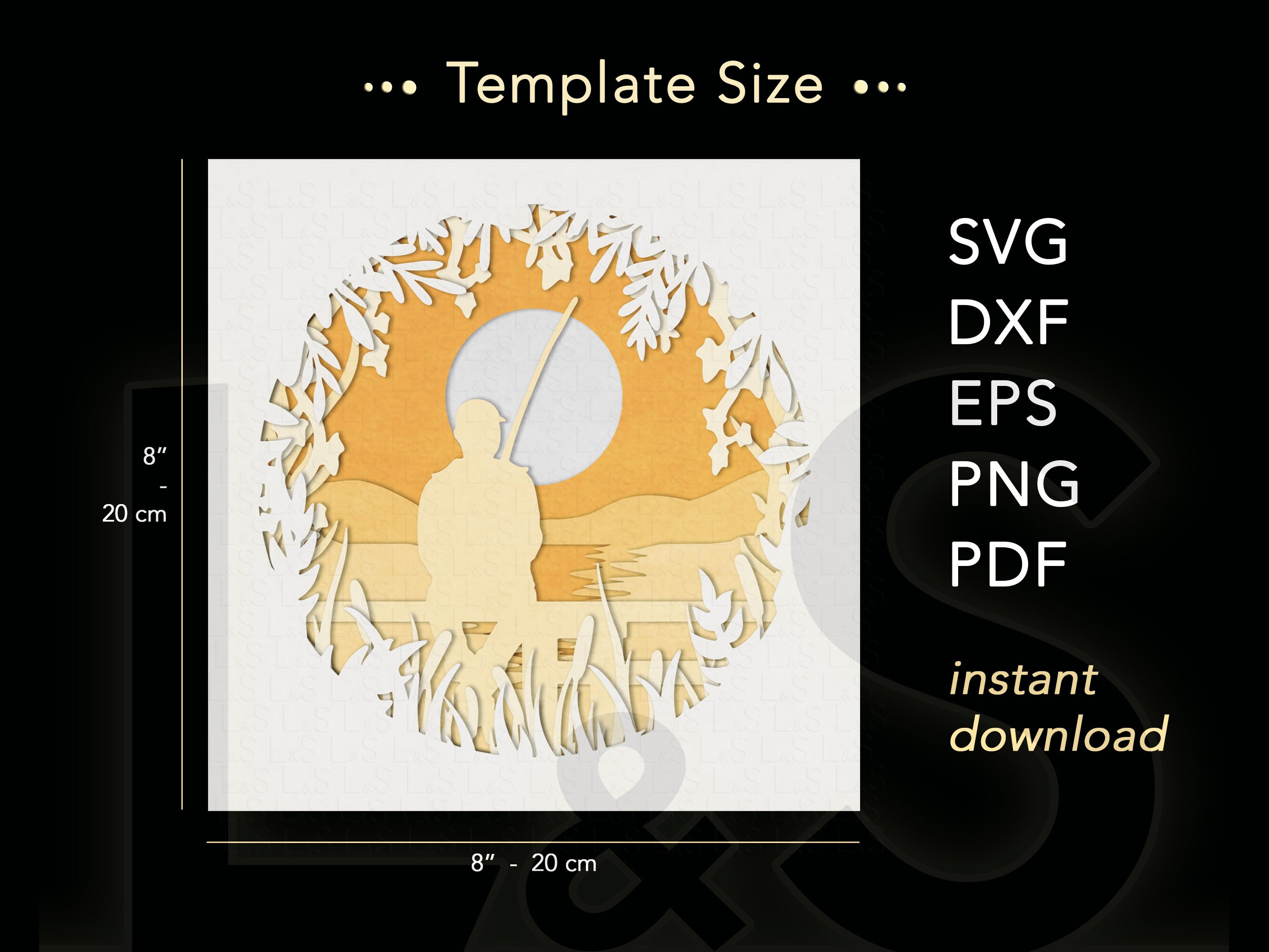 3D Fishing Shadow Box Svg Files for Cricut, Papercut Lightbox Svg ...