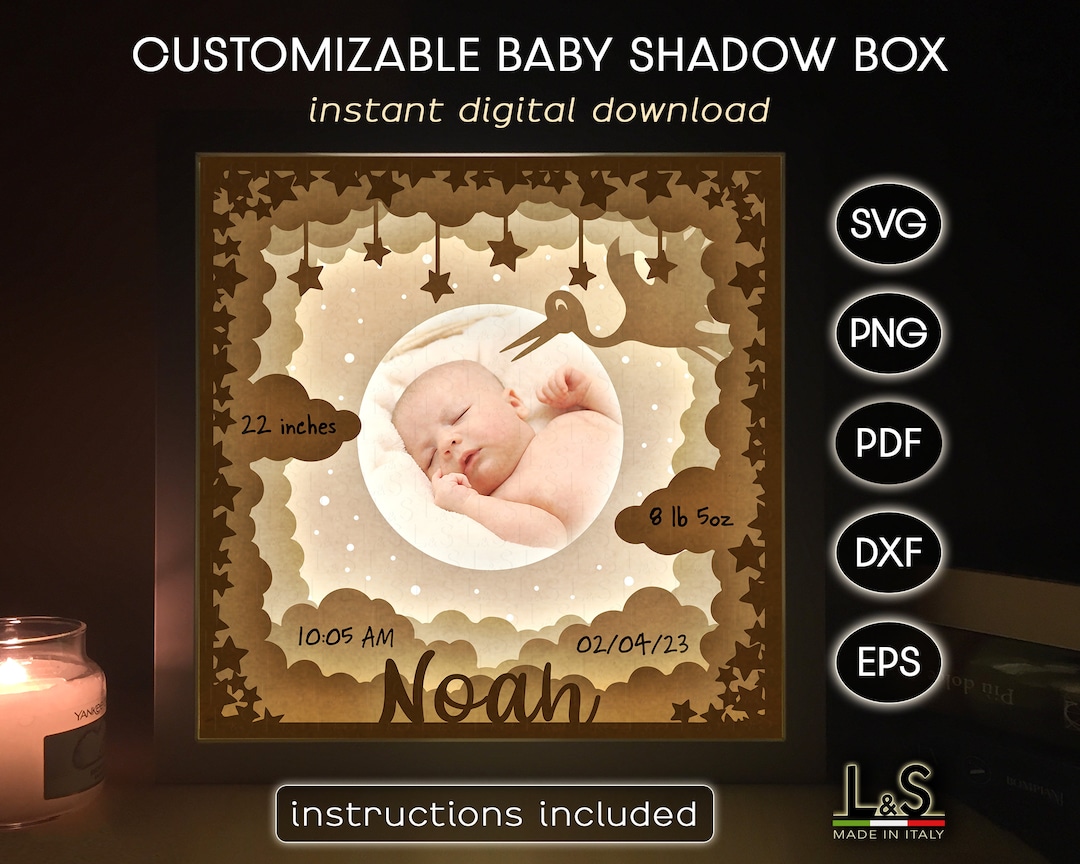 Customizable New Baby Shadow Box Svg Cricut, Newborn Shadowbox Svg ...