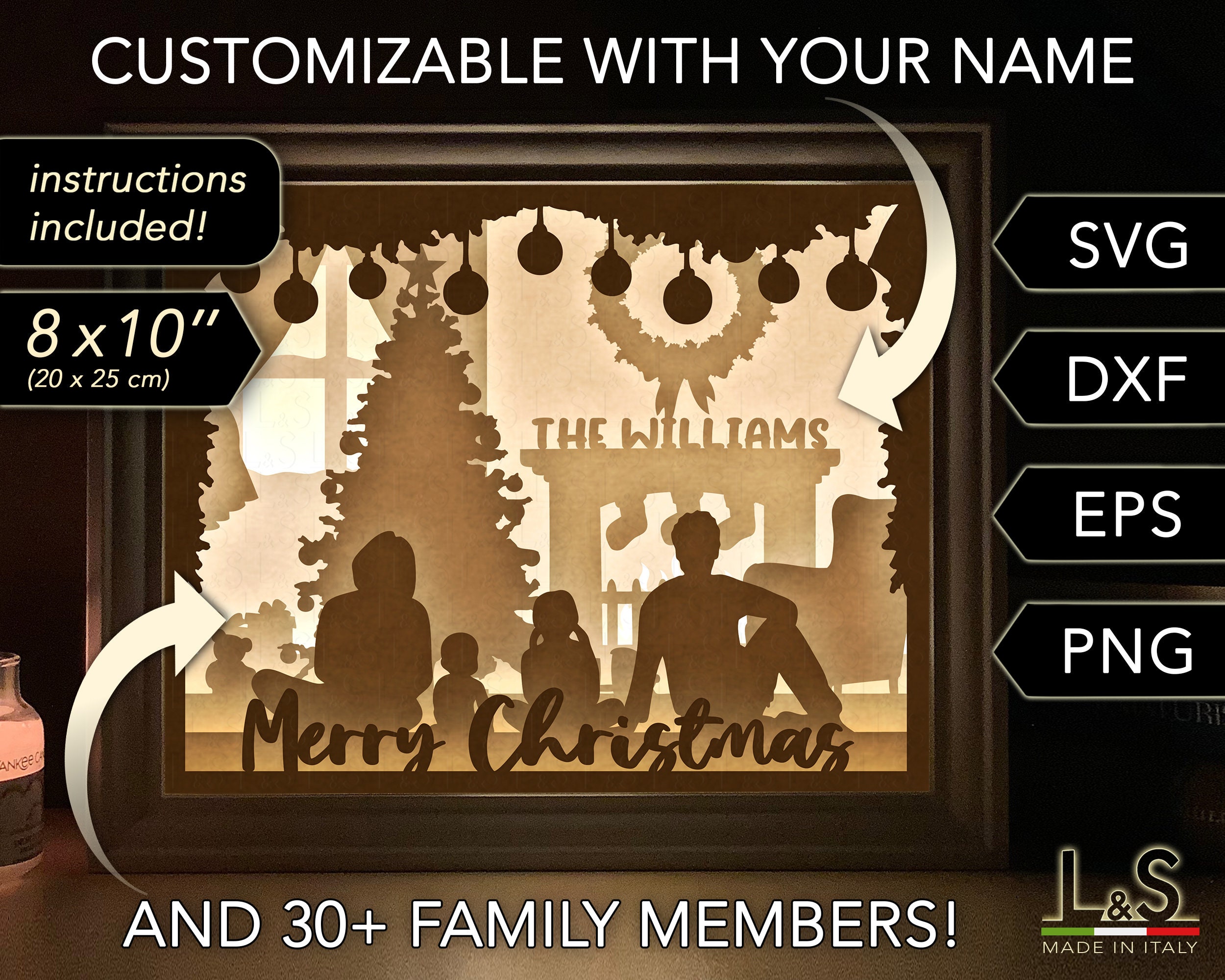 Customizable Family Shadow Box Svg Template Christmas Shadow - Etsy