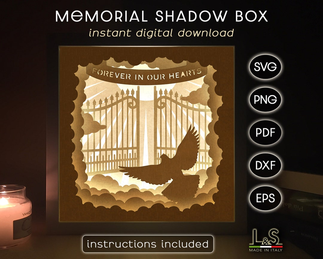 Layered Memorial Shadow Box Svg Cricut, Memorial Light Box Svg Files ...