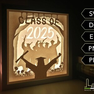 Layered Graduation Shadow Box Template, 3D Light Box Svg, Shadow Box ...