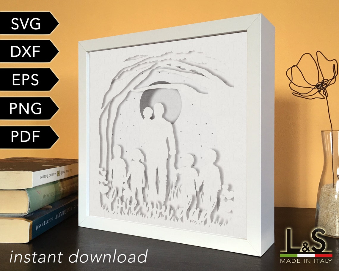 Layered Dad Shadow Box Svg Files Light Box Template Fathers - Etsy