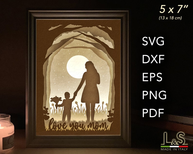 Mom and Daughter SVG Shadow Box Template 5 in 1 Light Box for | Etsy