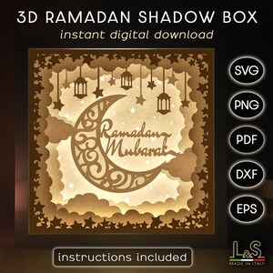 Ramadan Shadowbox Template, Islamic Shadow Box Svg Cricut, Lightbox Art ...