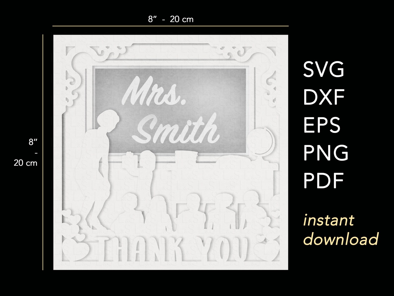 Customizable Shadow Box for Teacher Svg, Teacher Lightbox Template, 3D ...