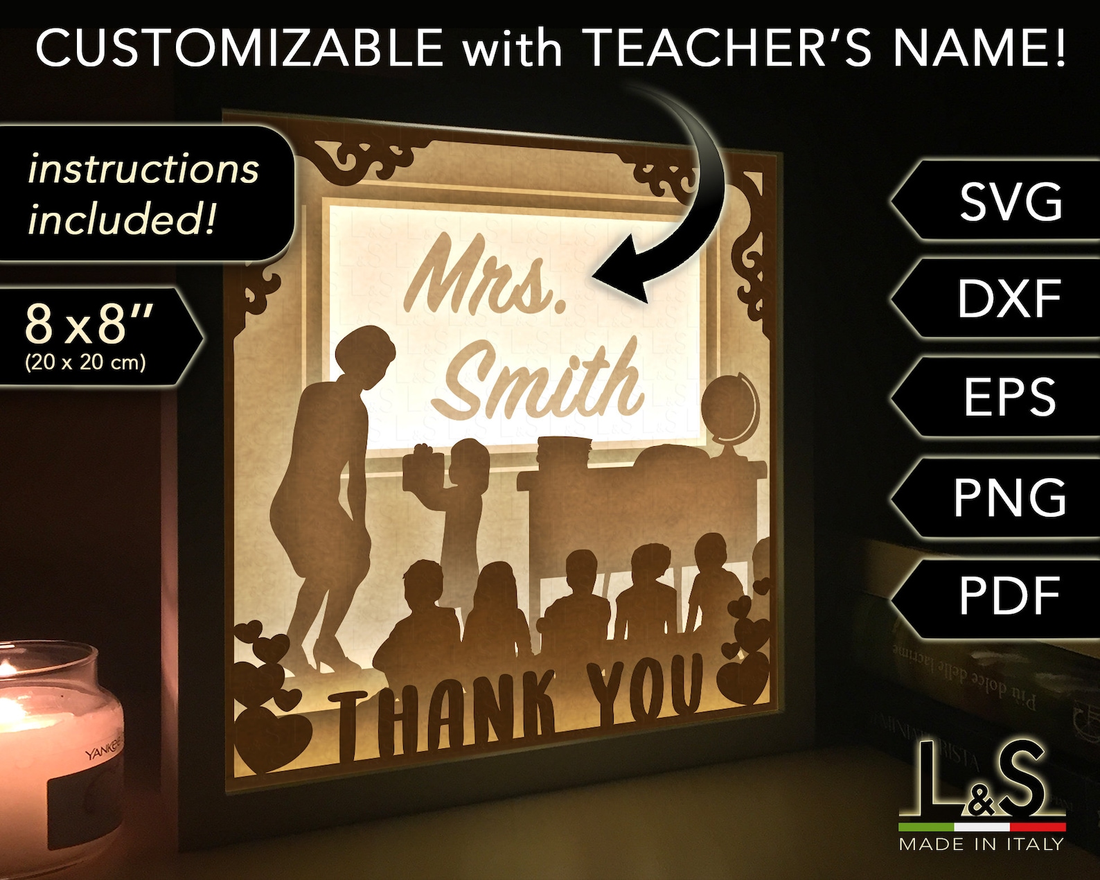 Customizable Shadow Box for Teacher Svg Teacher Lightbox - Etsy