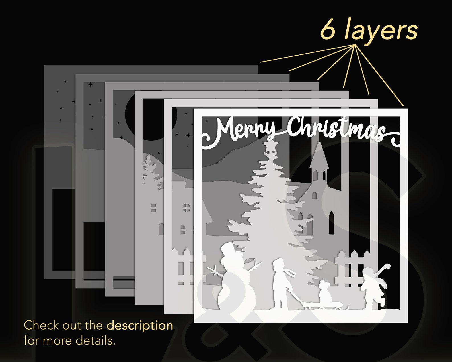 Merry Christmas Shadow Box Svg Files Light Box Template - Etsy