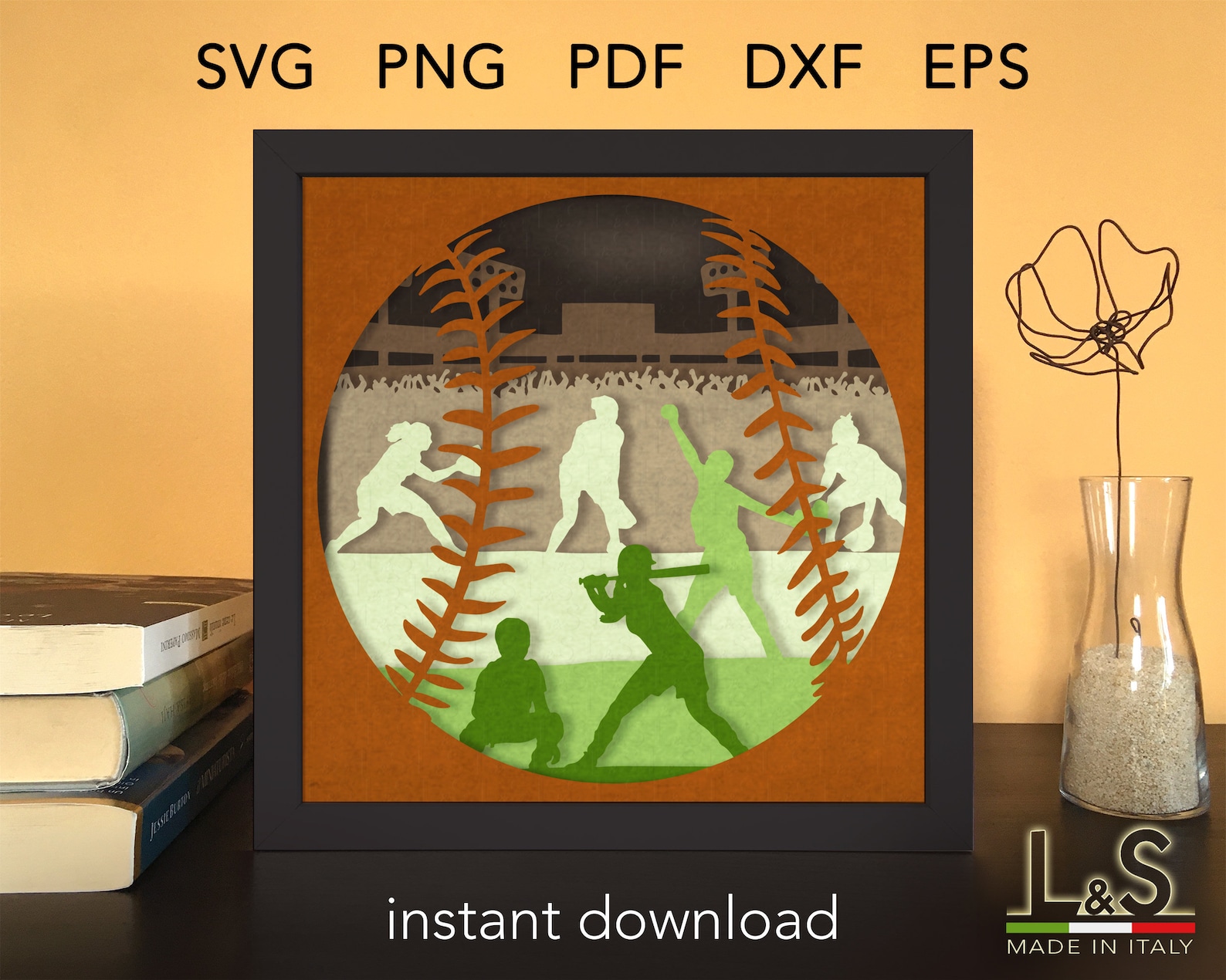 Softball Shadowbox Svg Layered Sports Shadow Box Svg Files - Etsy