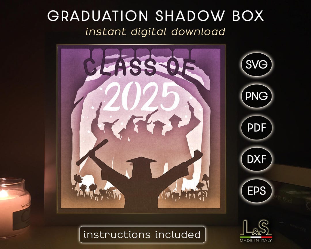 Layered Graduation Shadow Box Template, 3D Light Box Svg, Shadow Box ...