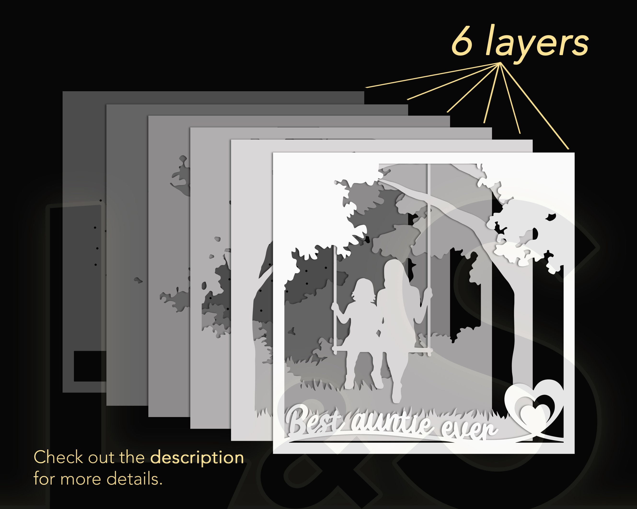 Aunt Shadow Box Svg Cricut, Papercut Lightbox Svg, 3D Mother's Day ...