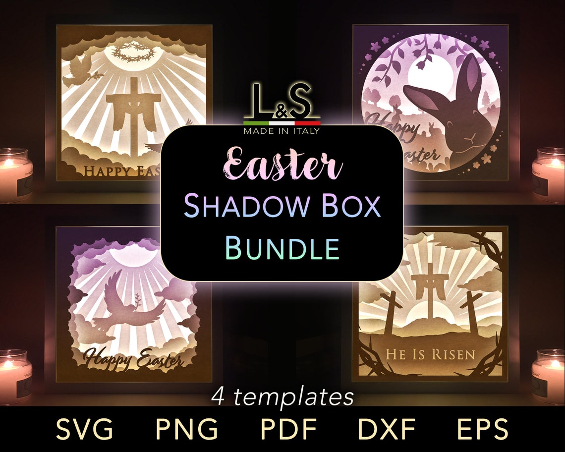 Easter Shadow Box Svg Bundle 3D Layered Easter Light Box Svg - Etsy