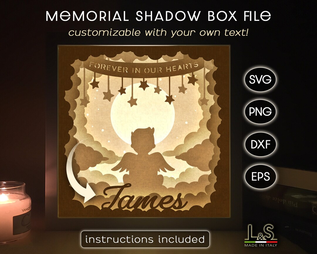 Customizable Memorial Shadowbox Svg File for Children, Baby Memorial ...
