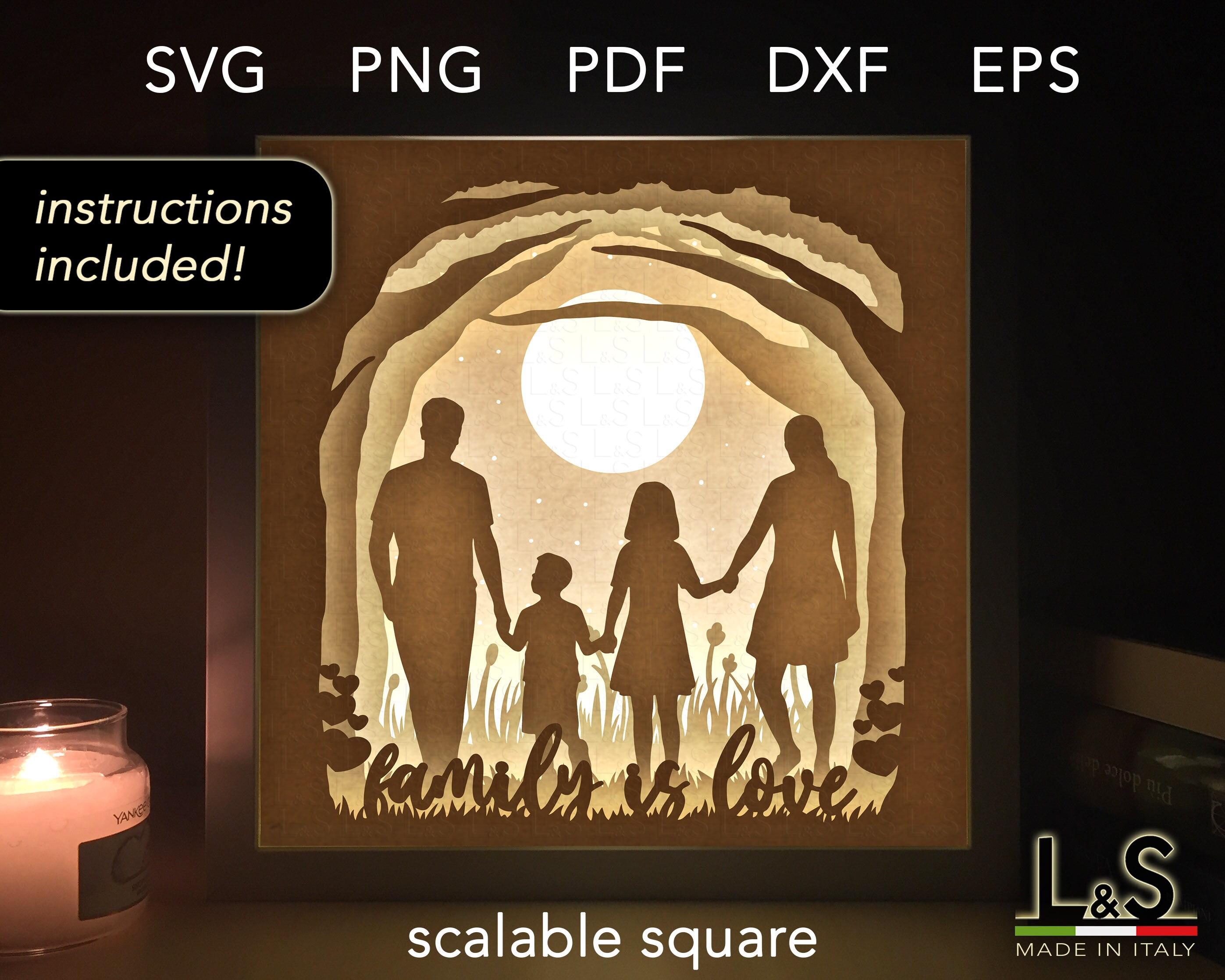 3D Family Shadow Box Svg Family Light Box Svg Cricut - Etsy