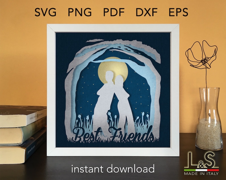 Best Friends Shadow Box Svg Files Friends Layered Shadow Box | Etsy