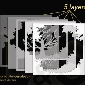 Layered Tree Shadow Box Svg Template, 3D Tree of Life Svg, Family Tree ...