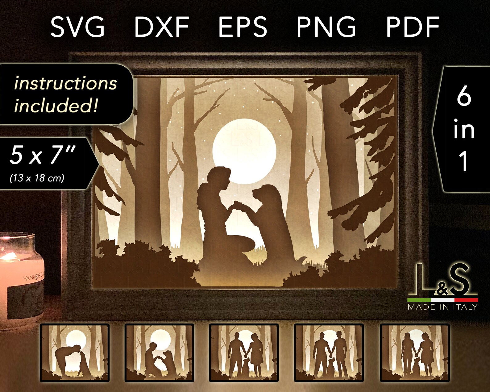 Dog Shadow Box Svg Bundle Layered Light Box Svg Files for - Etsy