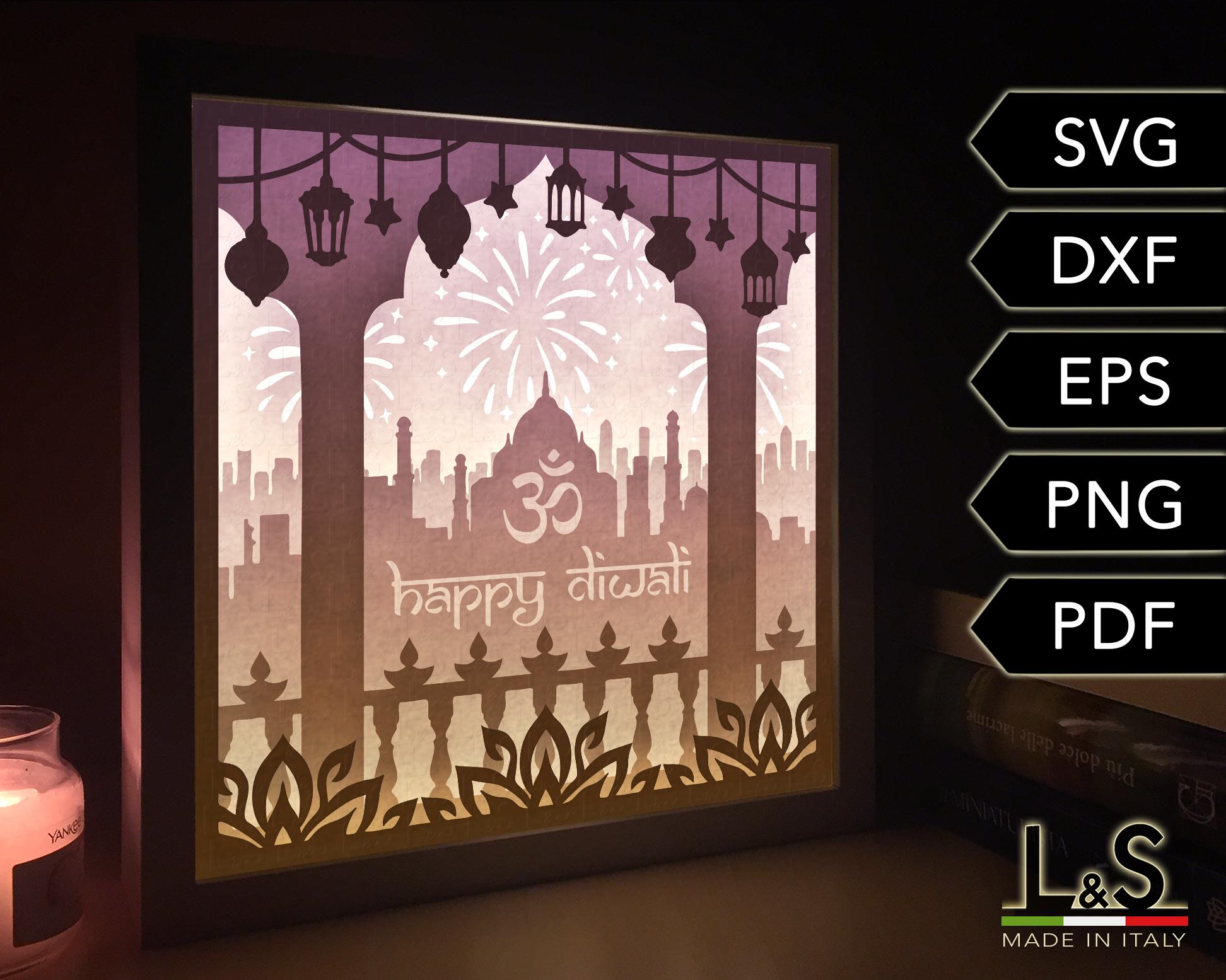 Diwali Shadow Box Svg Cricut, Arabic Shadowbox Art, Paper Light Box ...