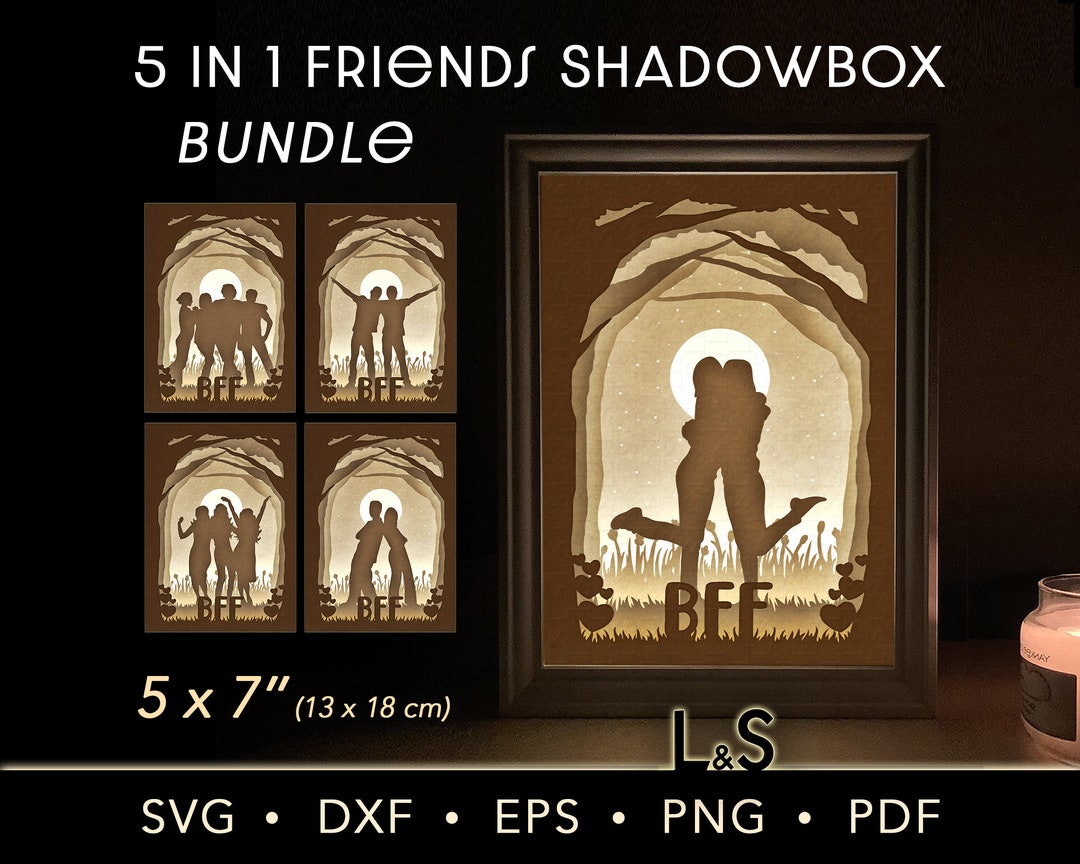 Best Friends Shadow Box SVG File for Cricut, BFF Paper Cut Light Box ...