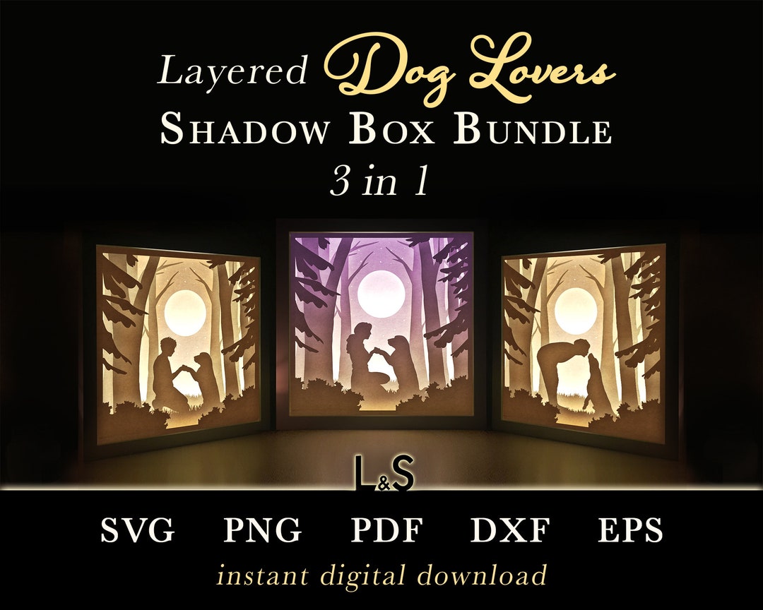 Dog Shadow Box Svg Bundle, Paper Lightbox Svg, 3D Layered Shadowbox Art ...