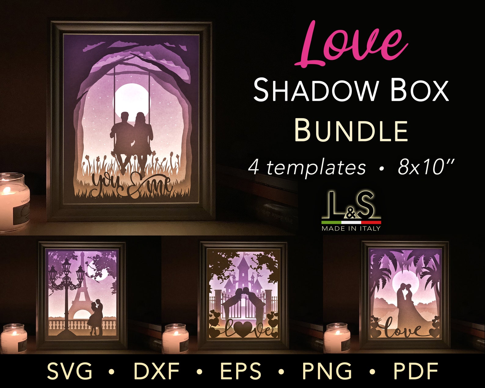 Love Shadow Box Svg Bundle Valentines Day Shadowbox Svg - Etsy