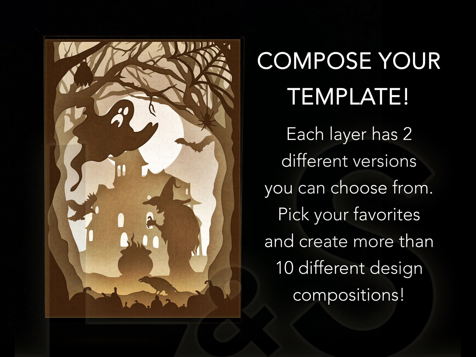 Layered Halloween Shadow Box Svg Files, 3D Halloween Light Box Svg ...