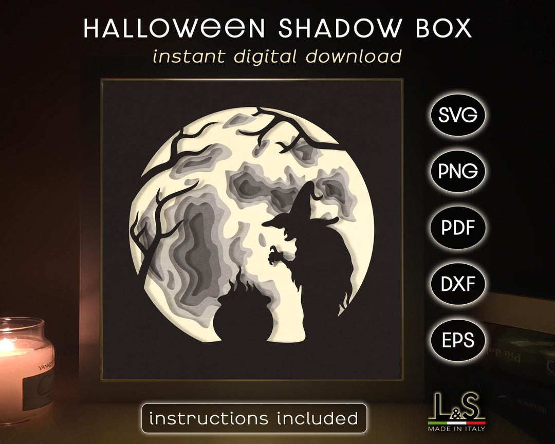 Witch Shadow Box Svg Cricut, 3D Halloween Shadowbox, Layered Halloween ...
