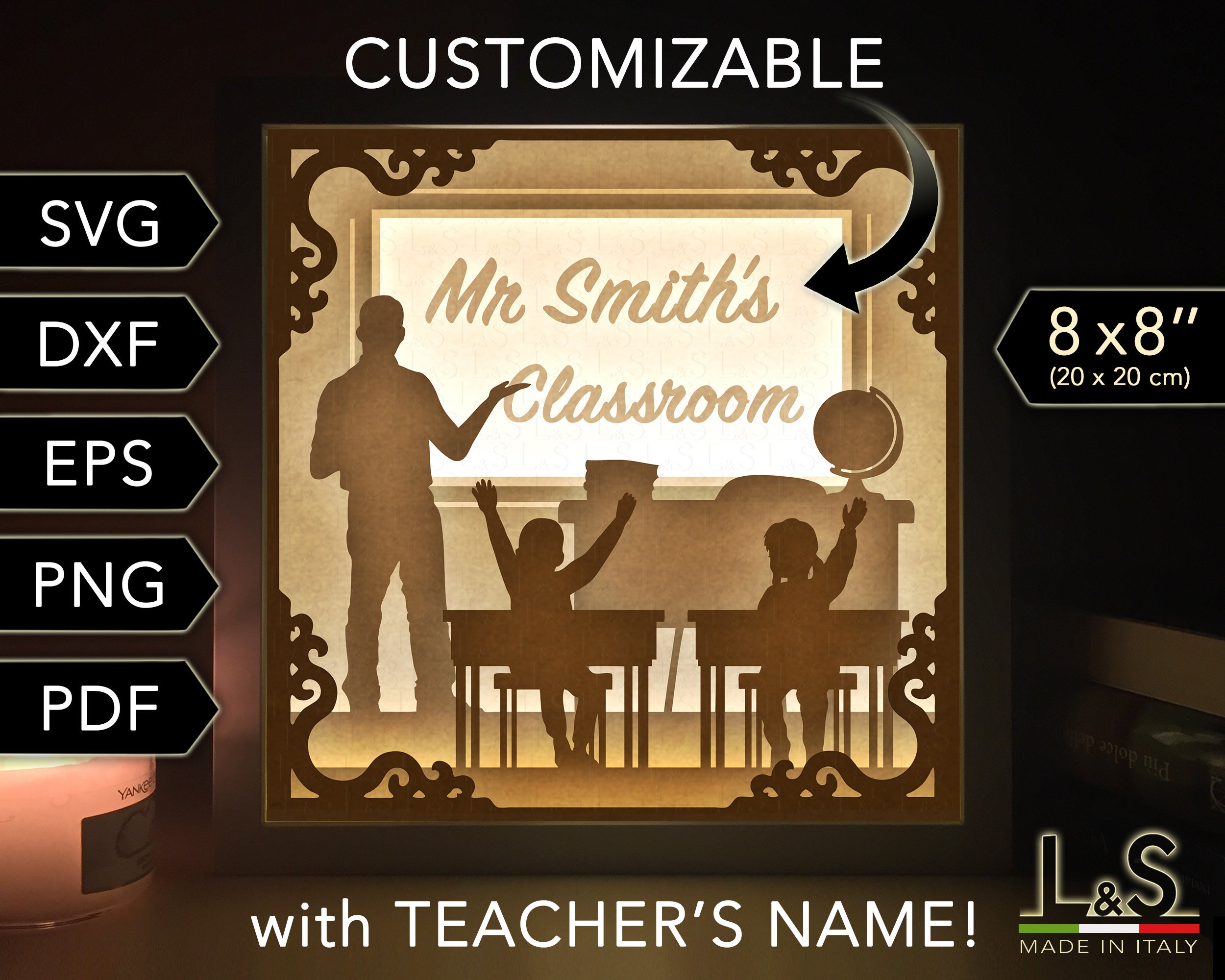 Male Teacher Shadow Box Svg 3D Layered Shadow Box Template | Etsy
