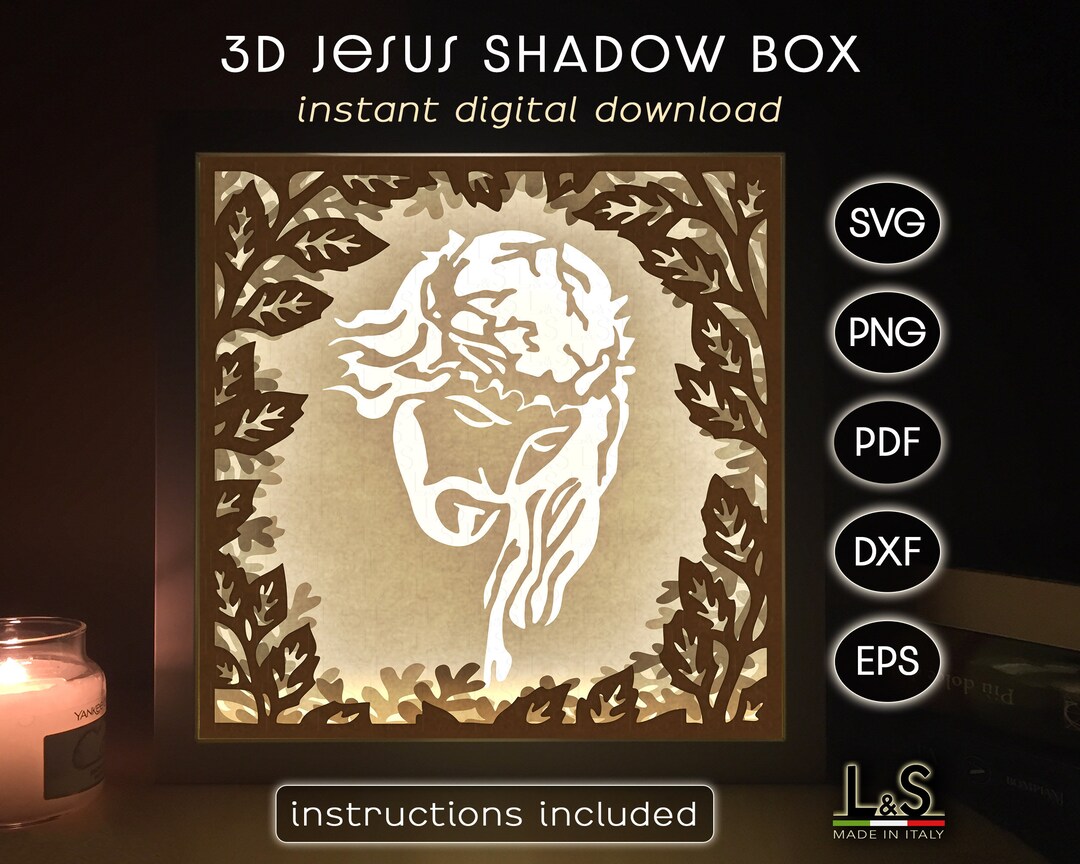 Layered Jesus Shadow Box Svg, 3D Christmas Shadowbox Svg, Easter ...