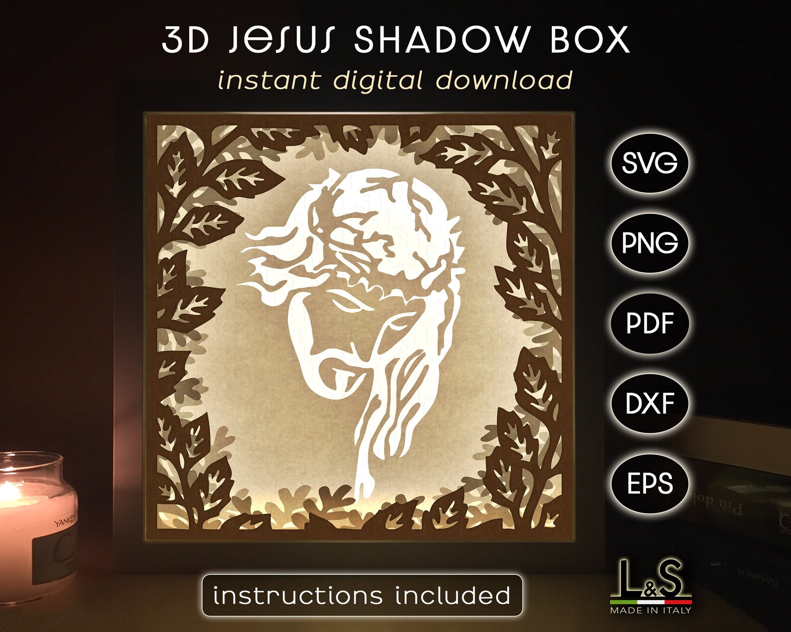 Layered Jesus Shadow Box Svg, 3D Christmas Shadowbox Svg, Easter ...