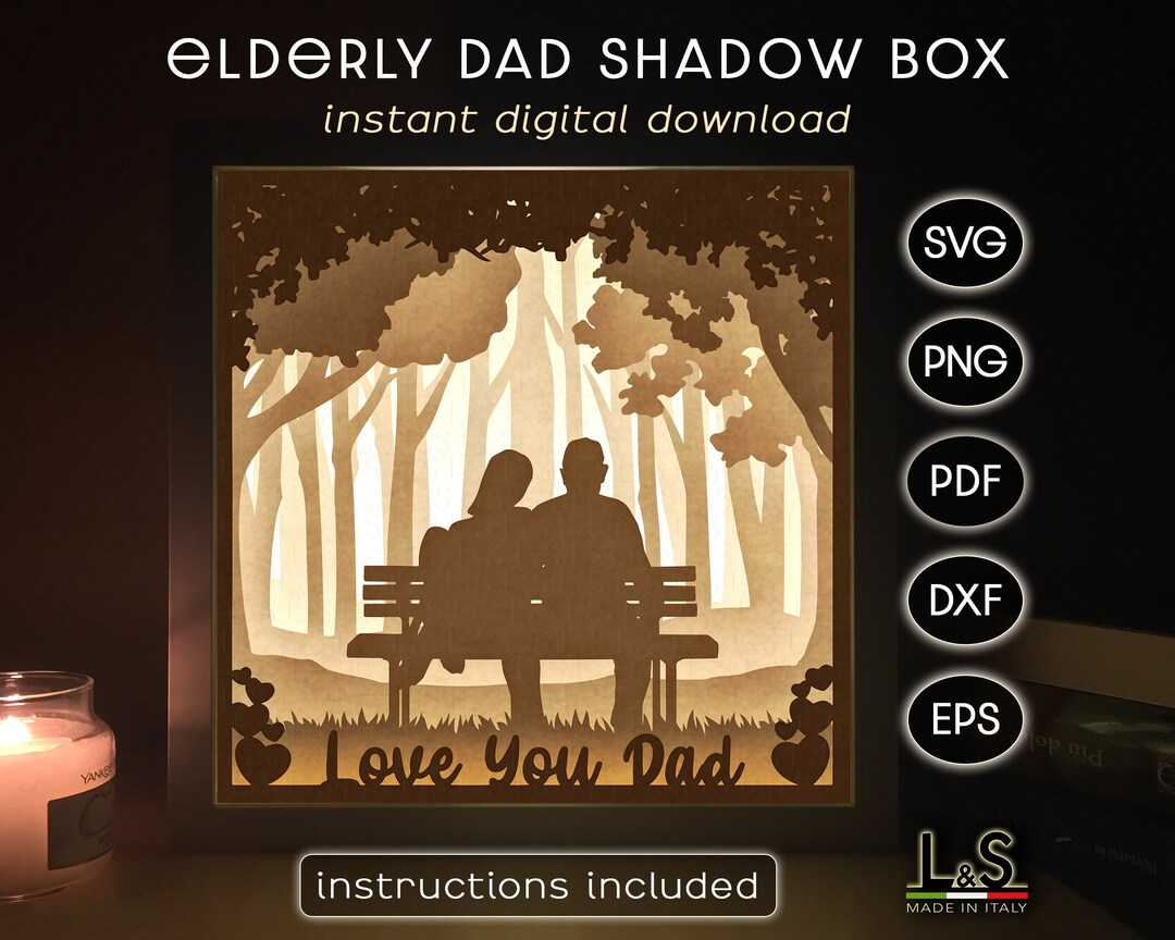 Adult Fathers Day Shadow Box Svg Cricut, Dad Shadowbox Svg, Papercut ...