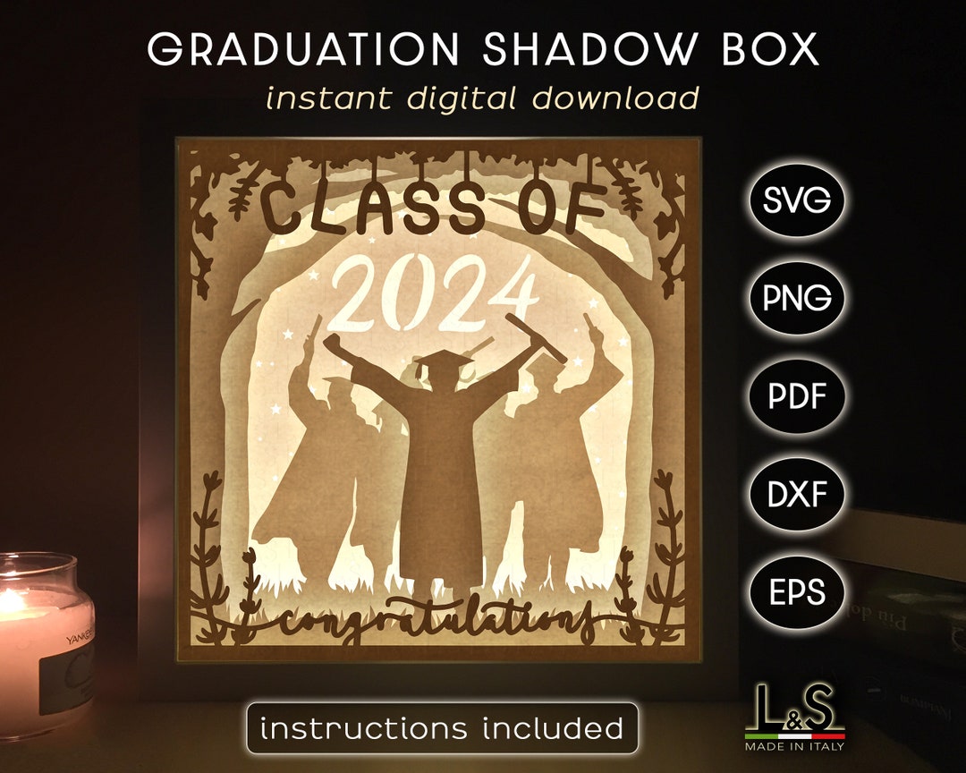 College Graduation Shadow Box Svg Cricut, Boy Graduate Shadowbox Svg ...
