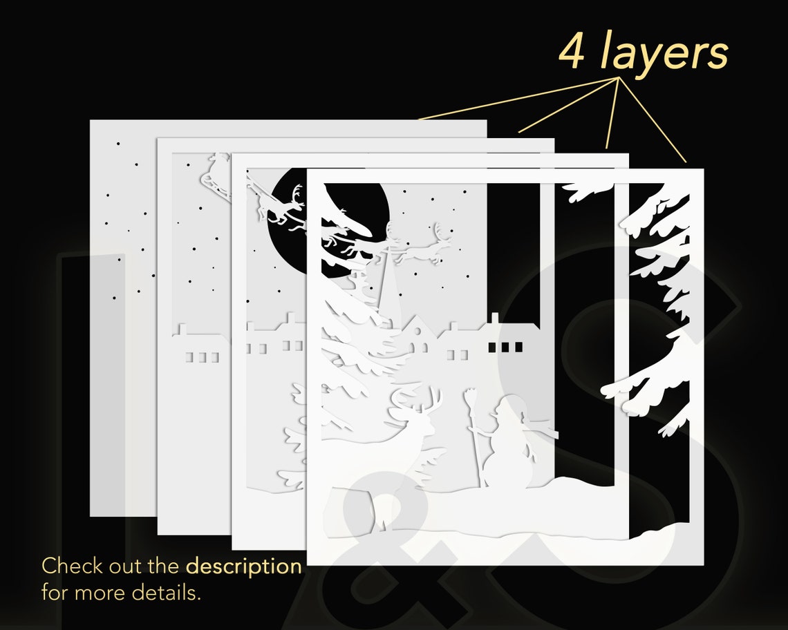 Layered Christmas Shadow Box Svg Files 3D Christmas Light Box - Etsy