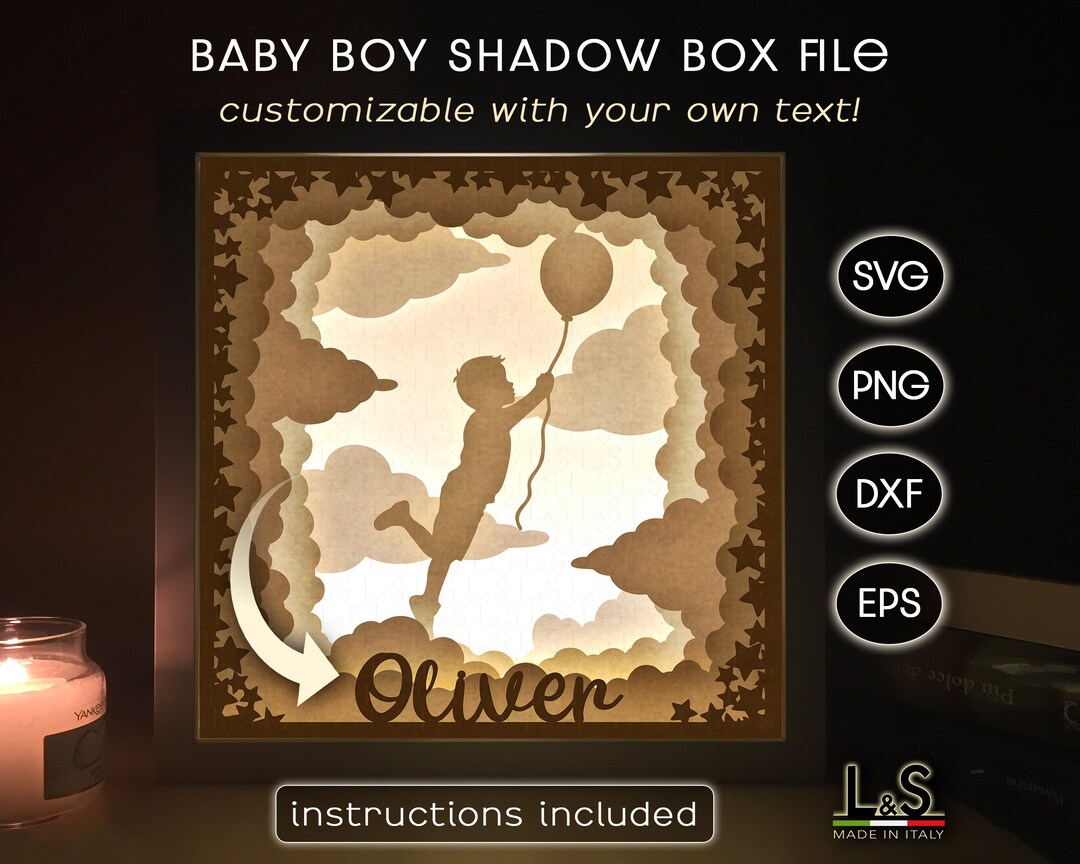 Customizable Baby Boy Shadow Box Svg Cricut, Lightbox Svg, Personalized Shadowbox Art, Paper ...