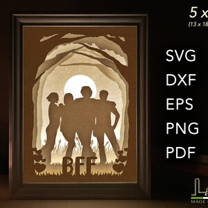 Best Friends Shadow Box SVG File for Cricut, BFF Paper Cut Light Box ...