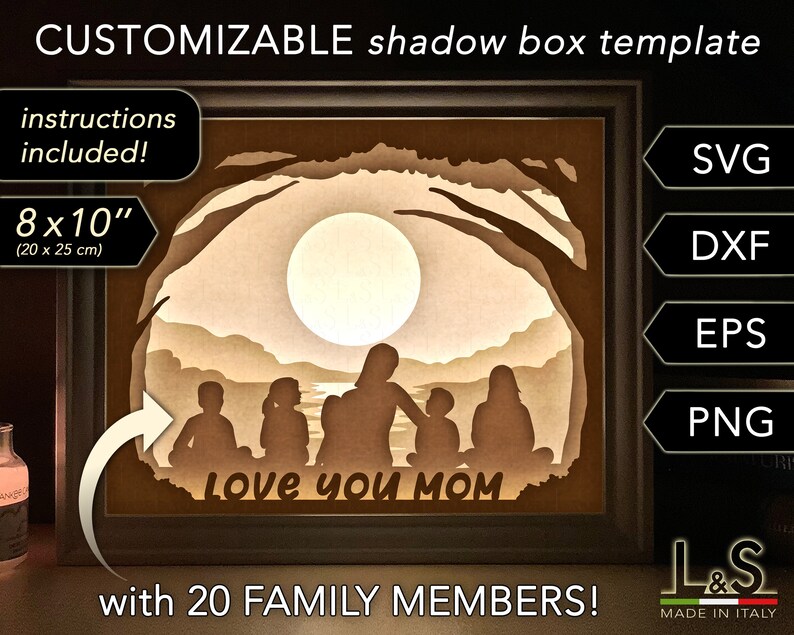 Customizable Mom Shadow Box Svg Mothers Day Shadowbox | Etsy