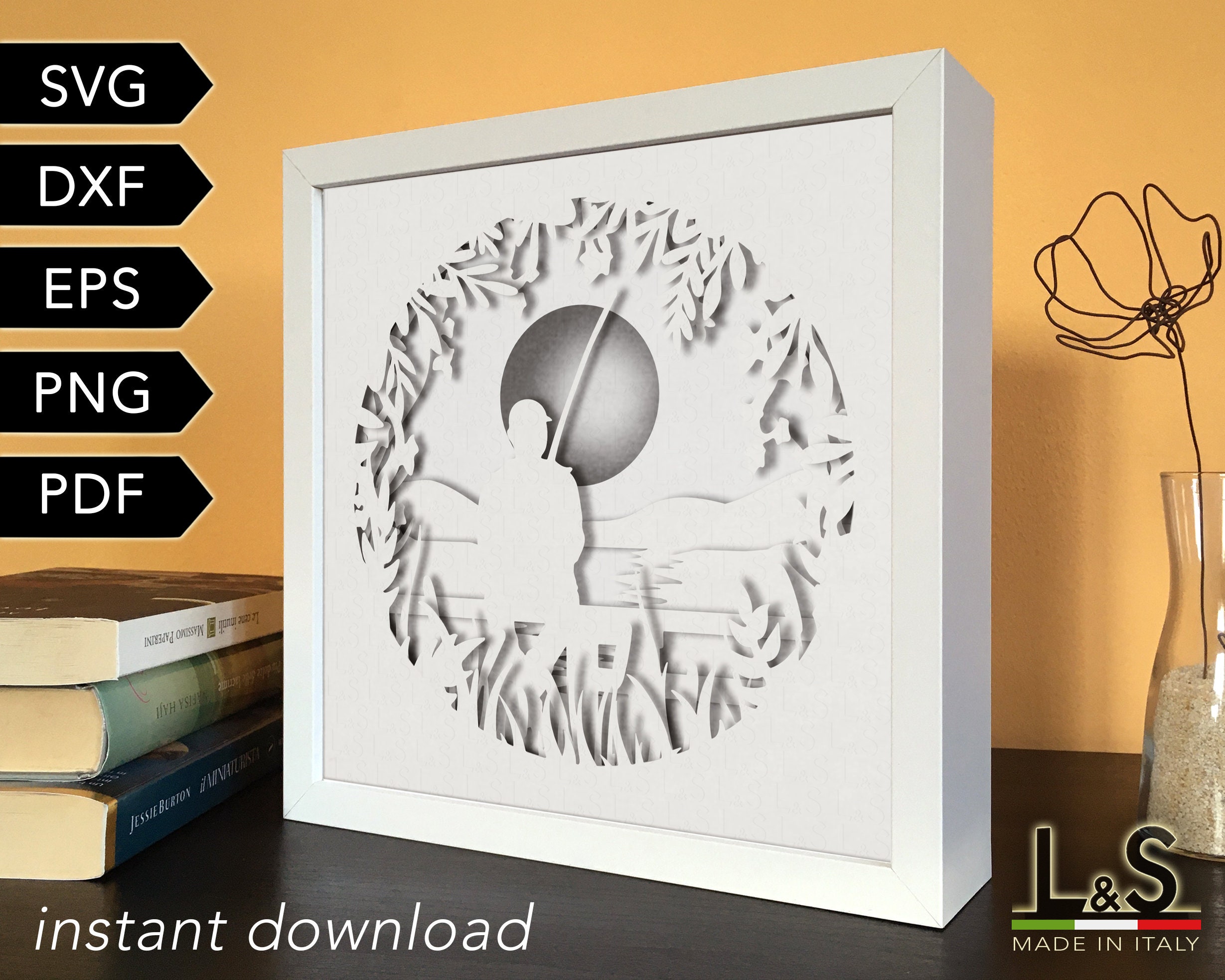 3D Fishing Shadow Box Svg Files for Cricut, Papercut Lightbox Svg ...