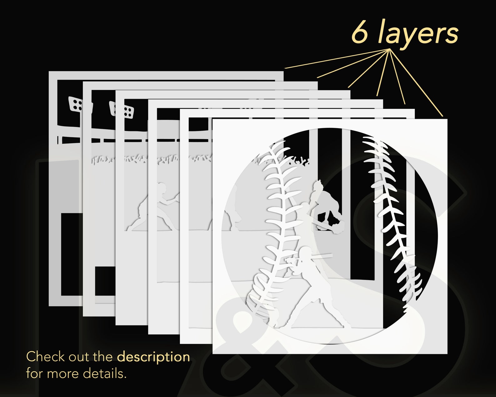 Softball Shadowbox Svg, Layered Sports Shadow Box Svg Files for Cricut ...