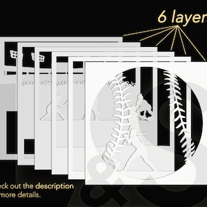 Softball Shadowbox Svg, Layered Sports Shadow Box Svg Files for Cricut ...