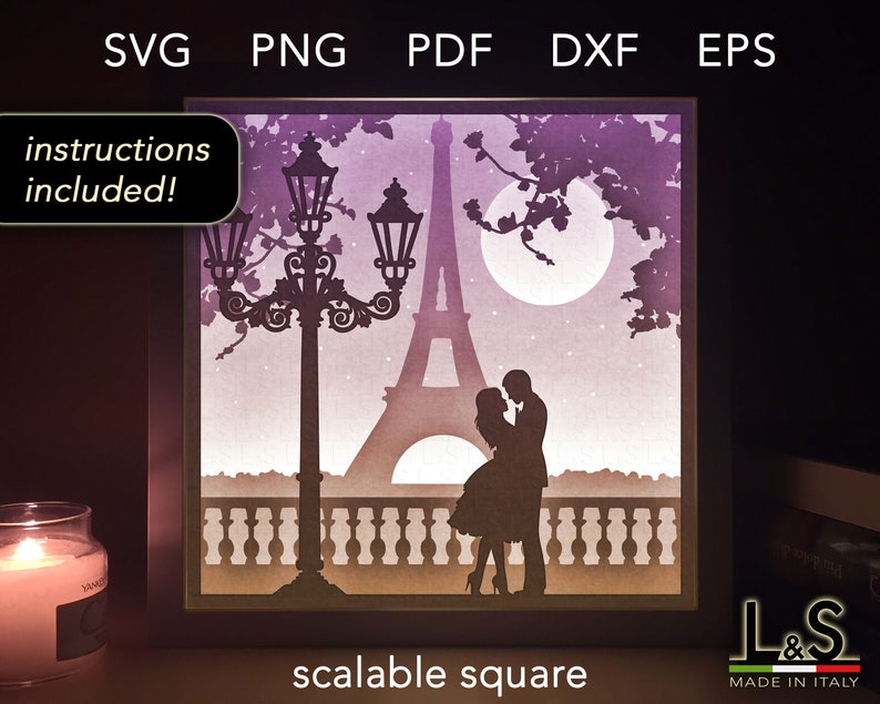 Paris Light Box Template Valentine Shadow Box Svg File for - Etsy
