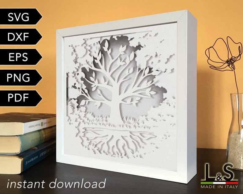 Layered Tree Shadow Box Svg Template, 3D Tree of Life Svg, Family Tree ...