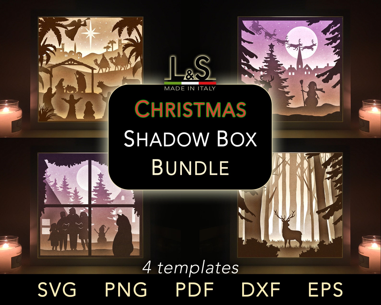 Christmas Shadow Box Svg Bundle Shadow Box Designs Christmas - Etsy