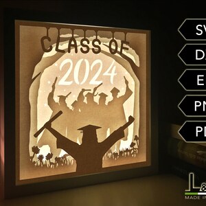 Layered Graduation Shadow Box Template, 3D Light Box Svg, Shadow Box ...